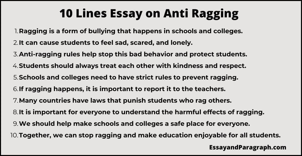 Essay on Anti Ragging (300 to 500 words) - EssayandParagraph.com
