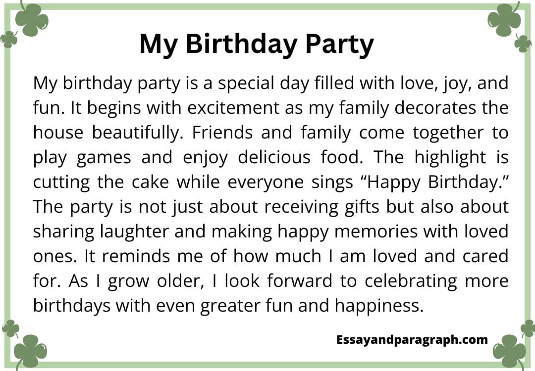 Paragraph On My Birthday Party 100 To 300 Words