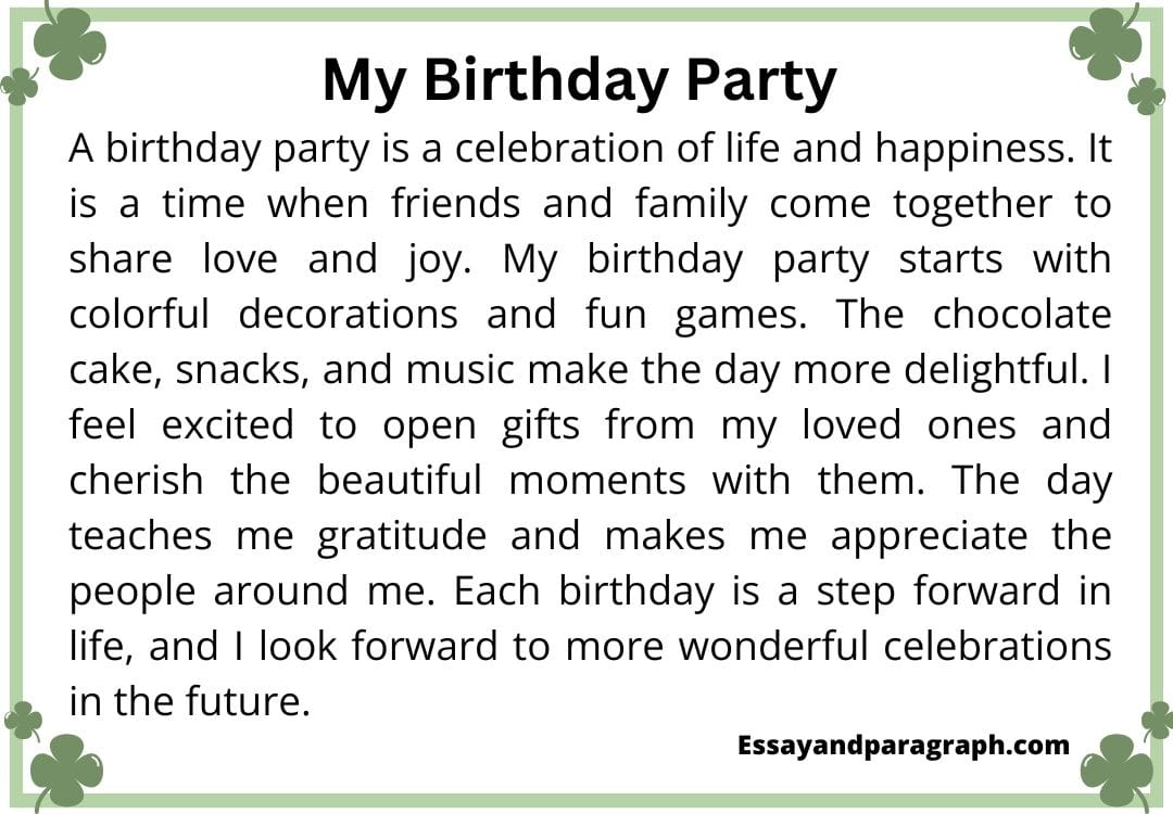 Paragraph on My Birthday Party (100 To 300 Words)