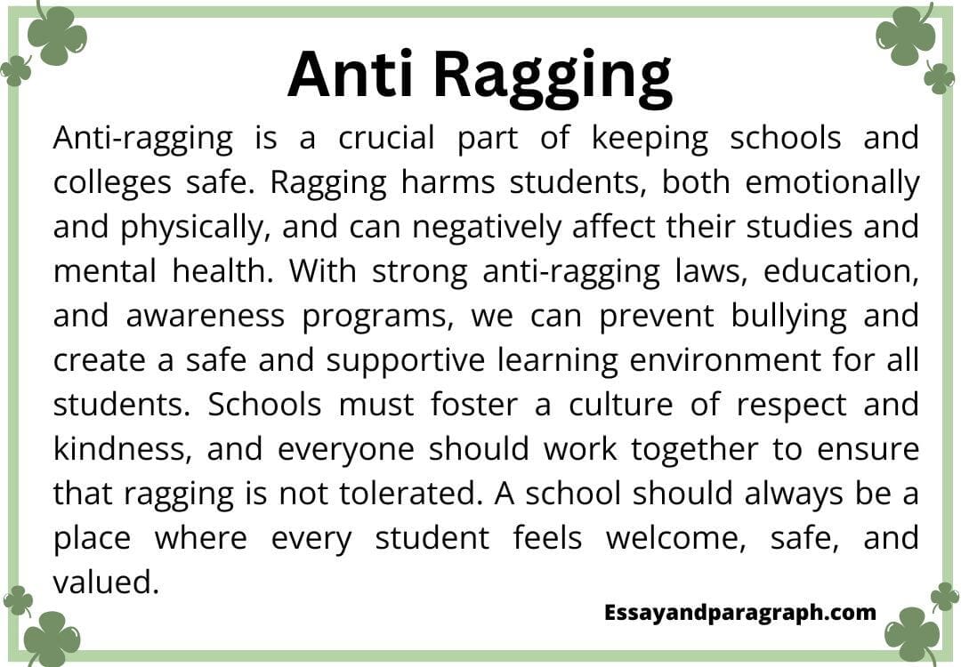 Essay on Anti Ragging (300 to 500 words) - EssayandParagraph.com