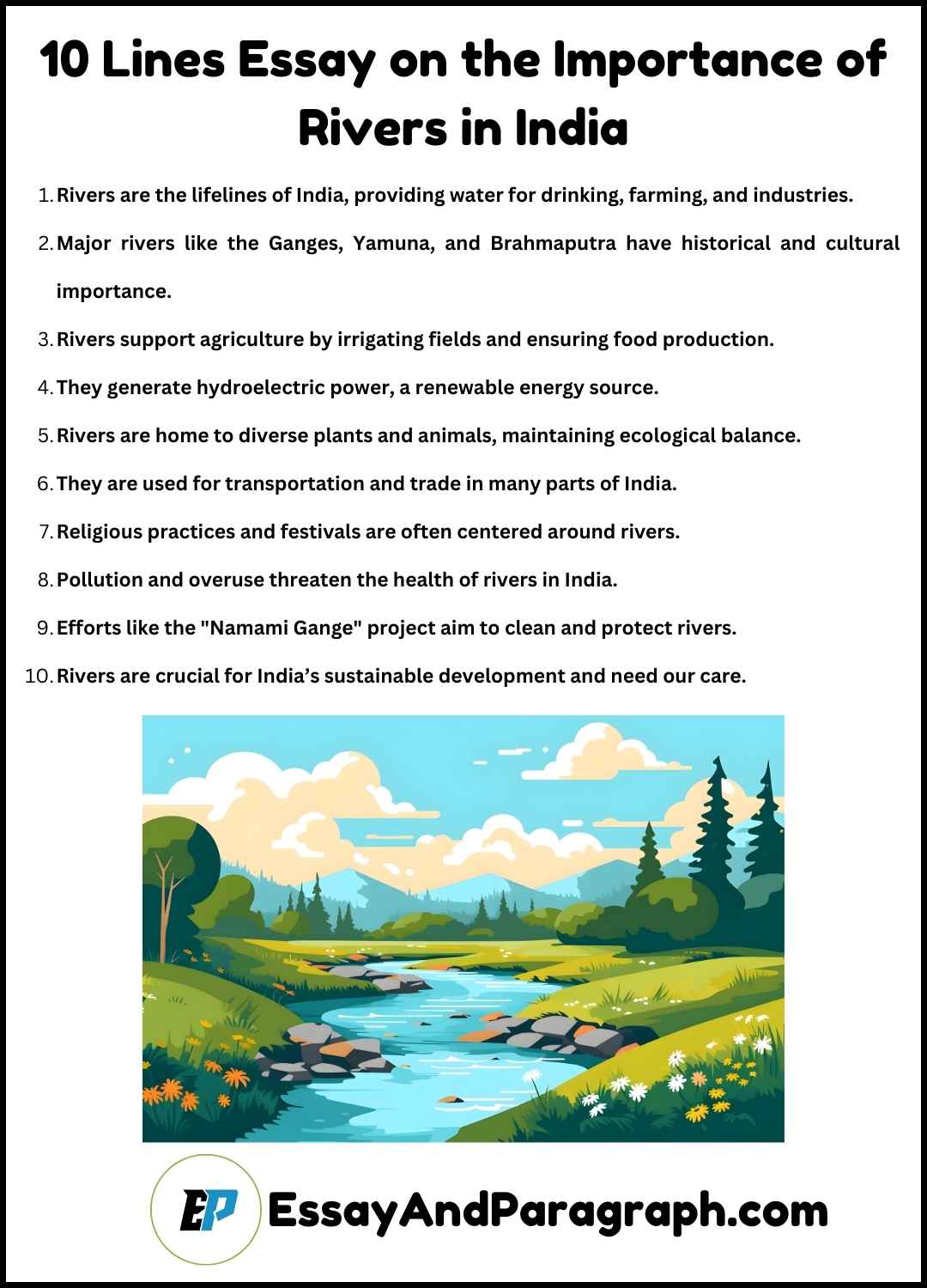 Short and Long Essay on the Importance of Rivers in India