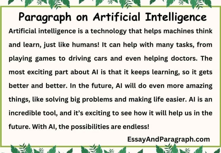 Paragraph on Artificial Intelligence [100, 150, 200, 250 And 300 words]