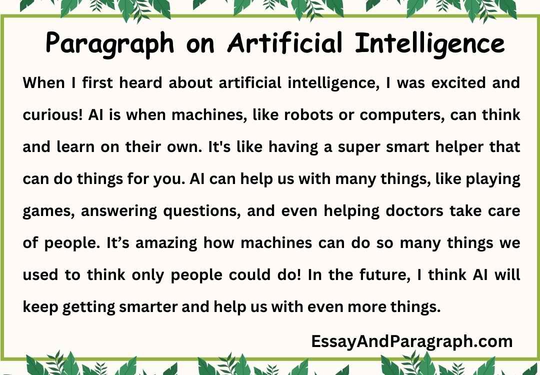 Paragraph on Artificial Intelligence [100, 150, 200, 250 And 300 words]