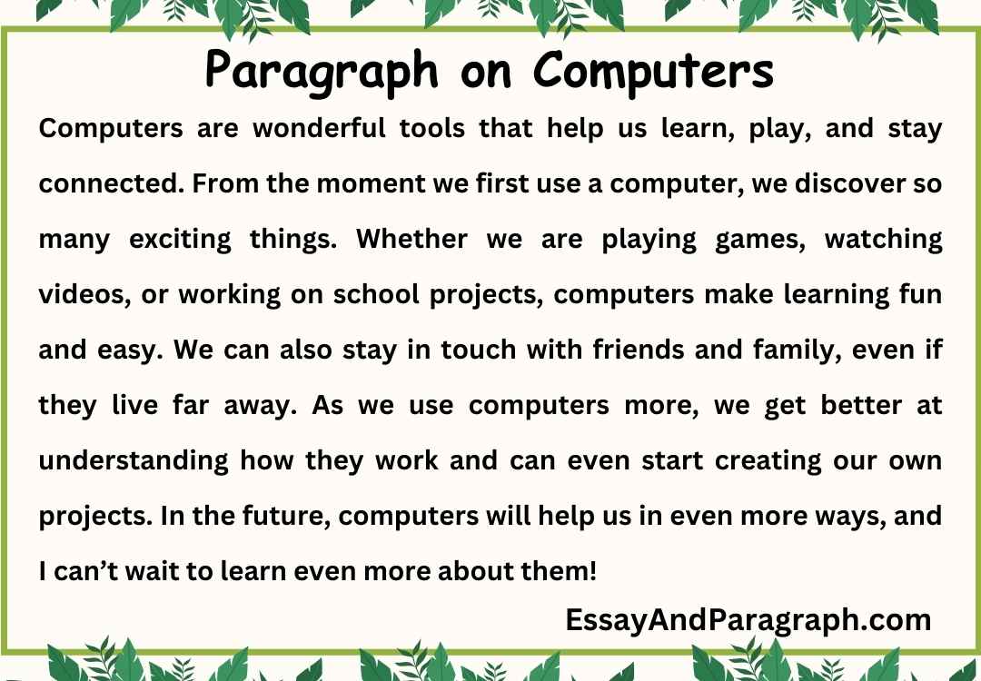 Paragraph on Computers (100, 150, 200, 250 And 300 words)