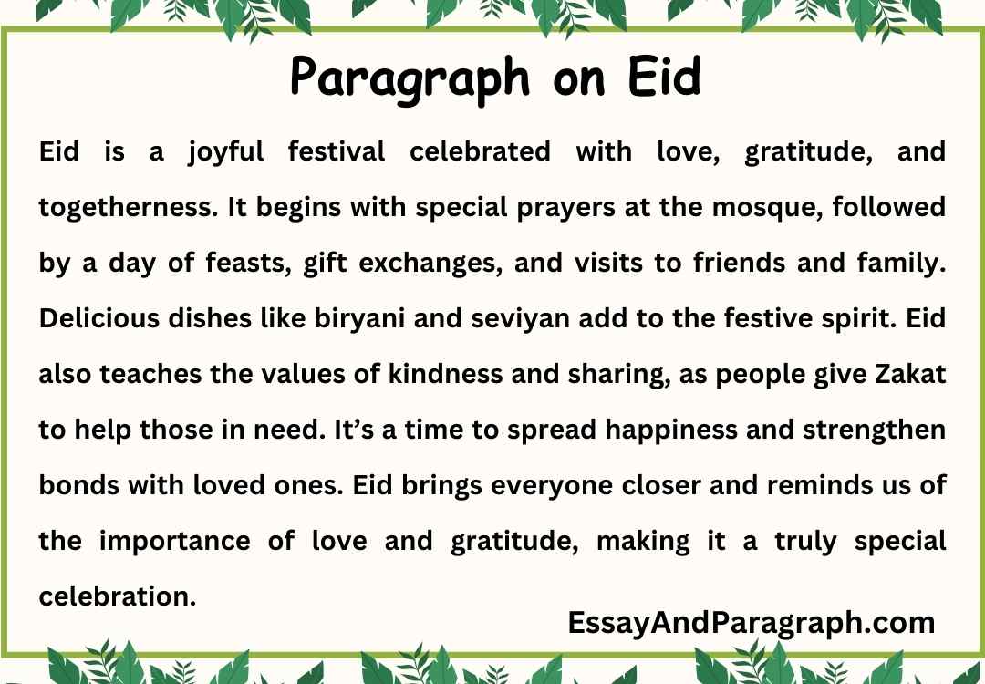 Paragraph on Eid (100, 150, 200, 250 And 300 words)