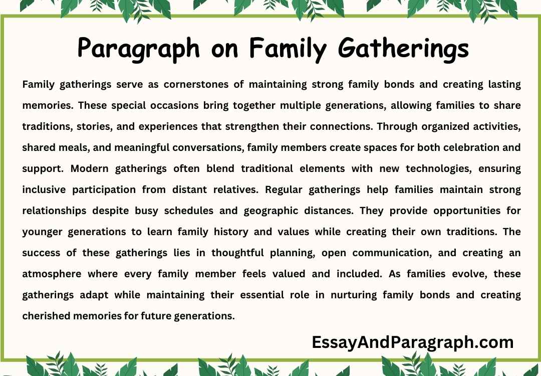 Paragraph on Family Gatherings - EssayandParagraph.com