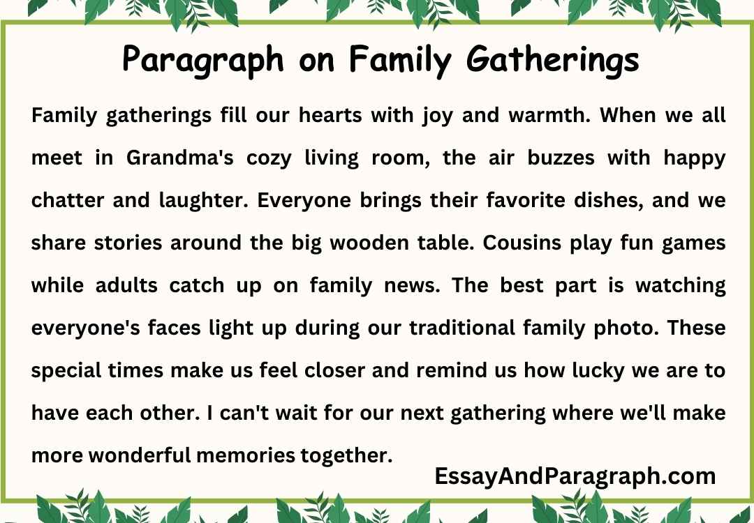 Paragraph on Family Gatherings - EssayandParagraph.com