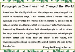 Paragraph on Inventions that Changed the World