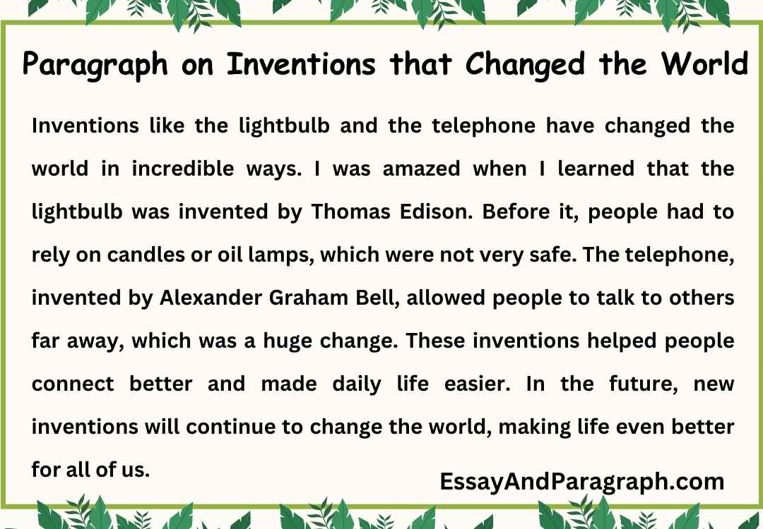Paragraph on Inventions that Changed the World