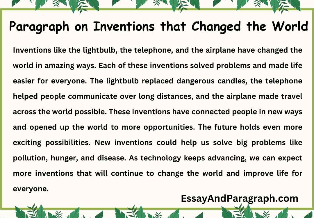 Paragraph on Inventions that Changed the World