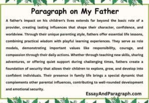 Paragraph on My Father (100, 150, 200, 250 And 300 words)