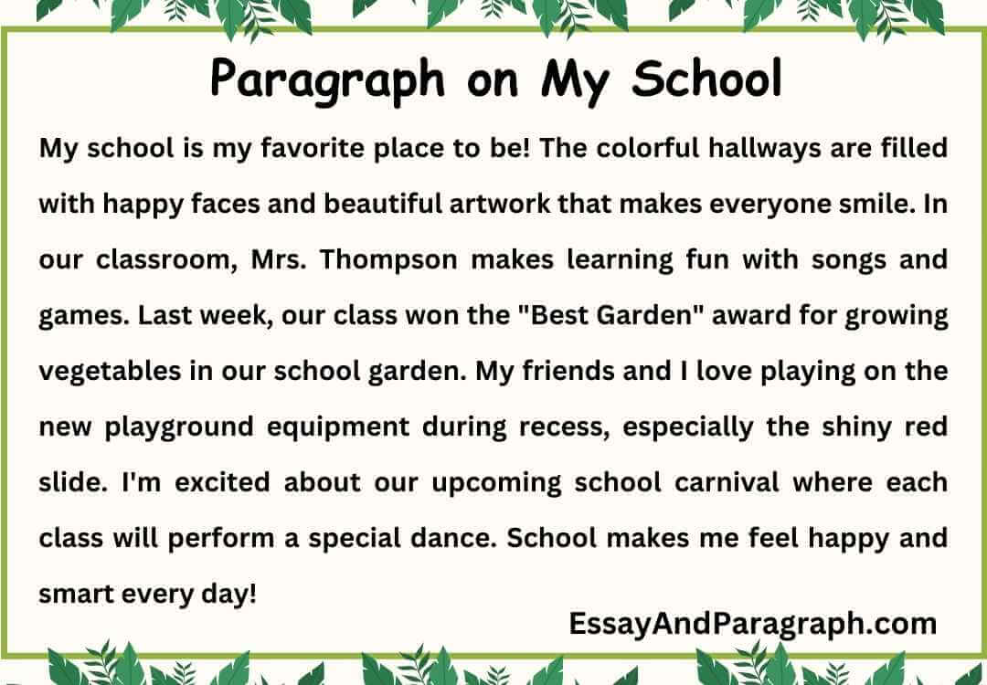 Paragraph on My School (100, 150, 200, 250 And 300 words)