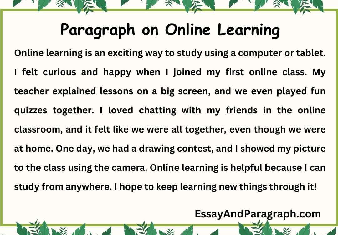 Paragraph on Online Learning (100, 150, 200, 250 And 300 words)