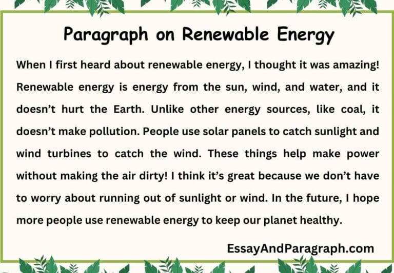Paragraph on Renewable Energy - EssayandParagraph.com
