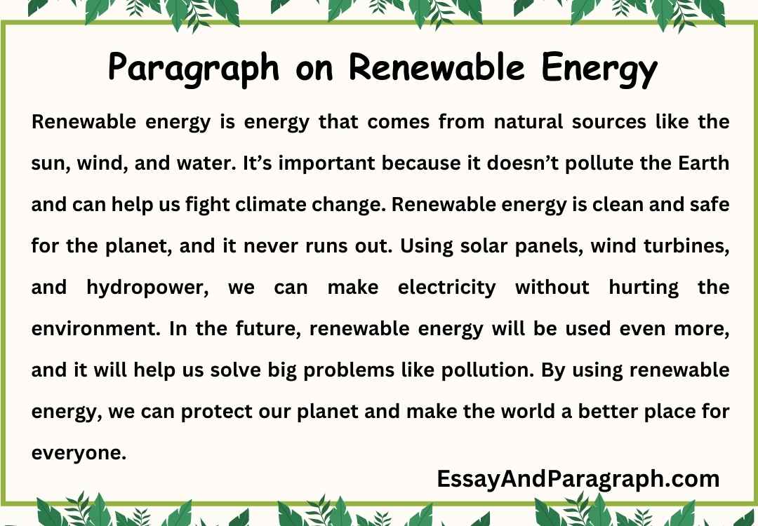Paragraph on Renewable Energy - EssayandParagraph.com