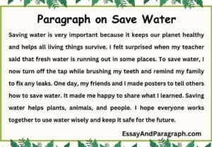 Paragraph on Save Water (100, 150, 200, 250 And 300 words)