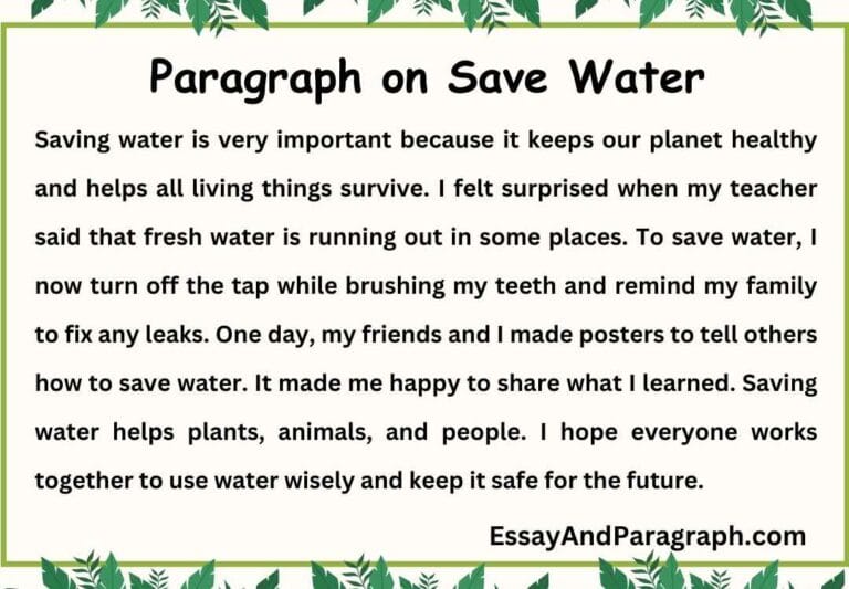 Paragraph on Save Water (100, 150, 200, 250 And 300 words)