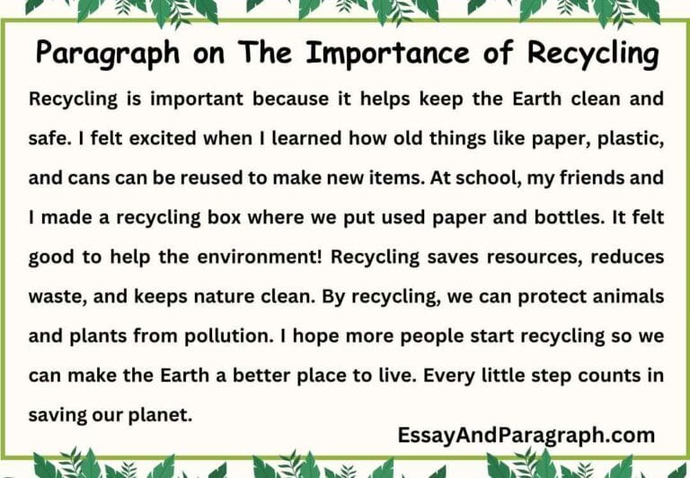 Paragraph on The Importance of Recycling (100, 150, 200, 250 And 300 words)