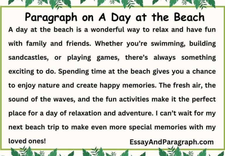 Paragraph on A Day at the Beach [100, 150, 200, 250 And 300 Words]