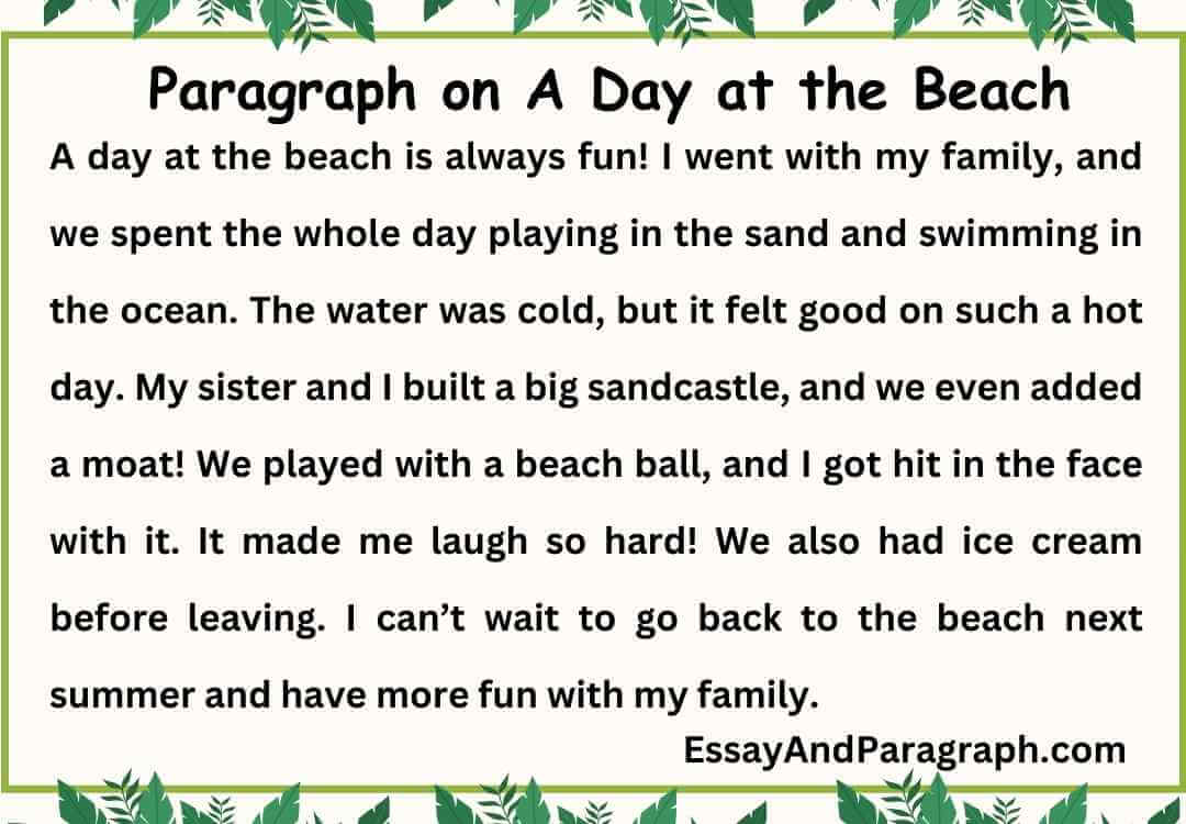 Paragraph on A Day at the Beach [100, 150, 200, 250 And 300 Words]