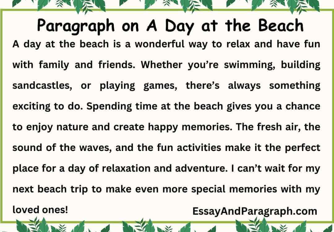 Paragraph on A Day at the Beach [100, 150, 200, 250 And 300 Words]