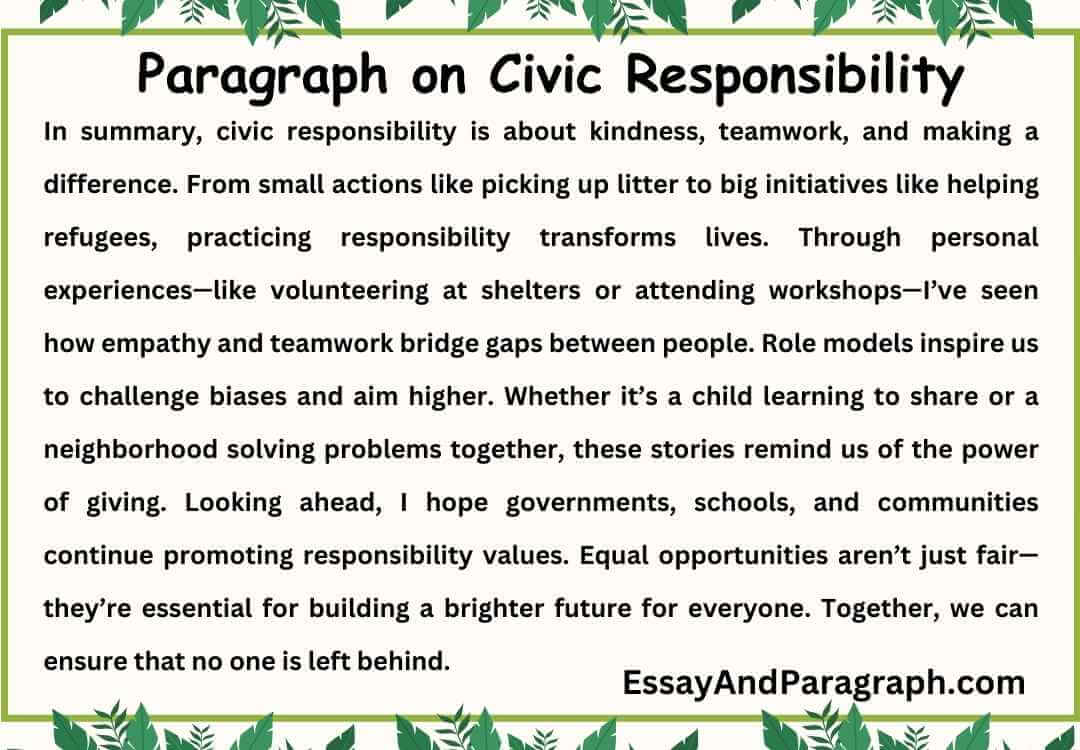 Paragraph on Civic Responsibility [100, 150, 200, 250 And 300 words]