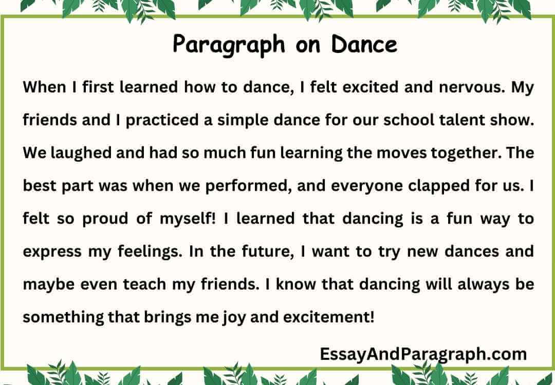 Paragraph on Dance (100, 150, 200, 250 And 300 words)