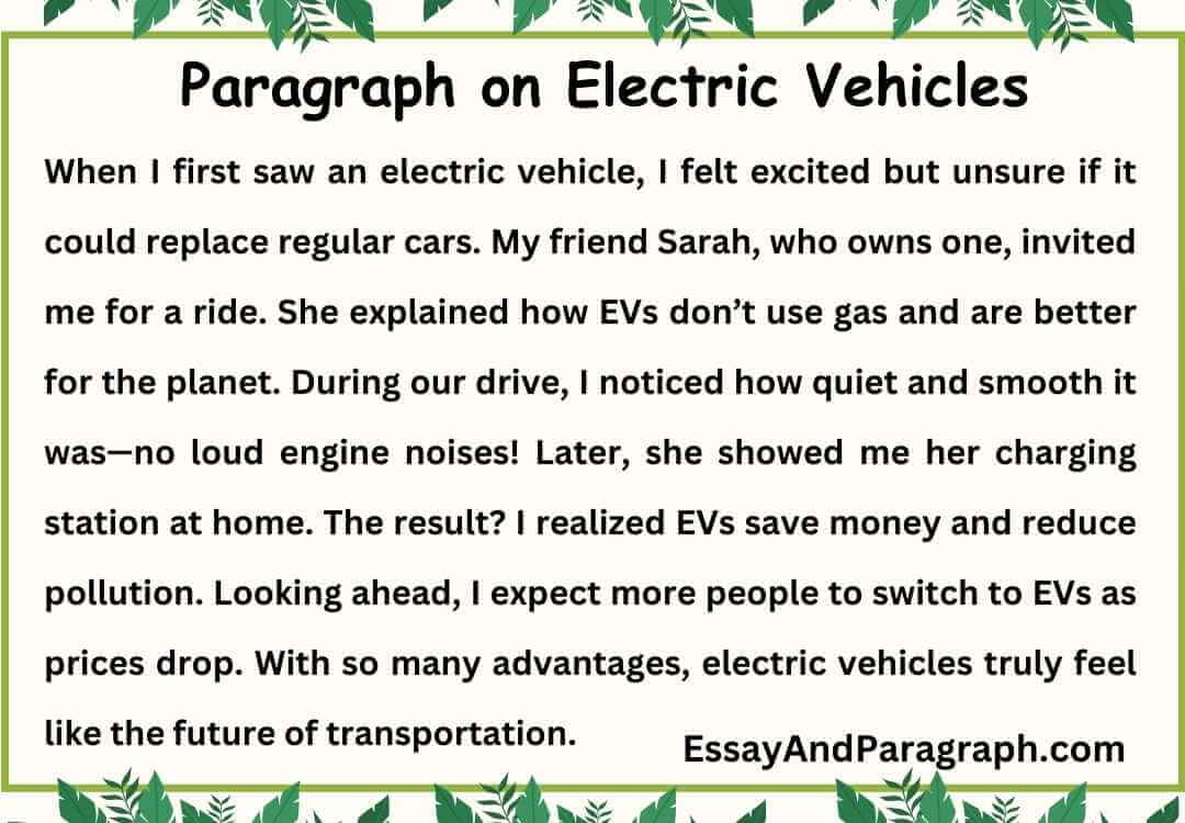 Paragraph on Electric Vehicles [100, 150, 200, 250 And 300 words]