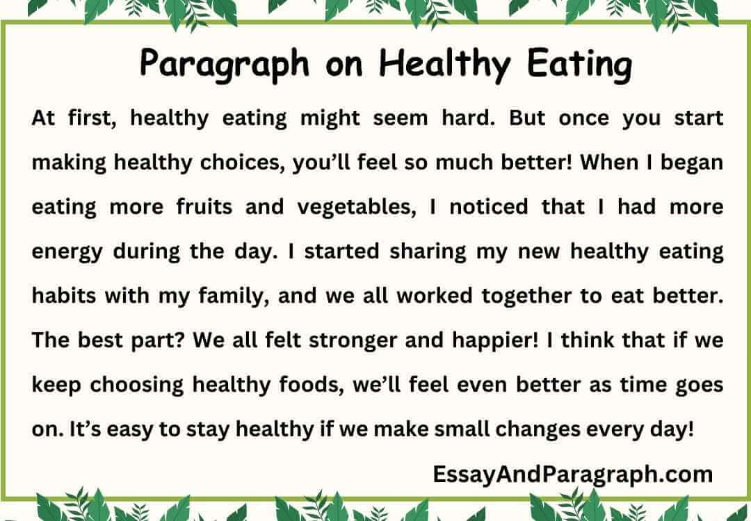 Paragraph on Healthy Eating [100, 150, 200, 250 And 300 Words]