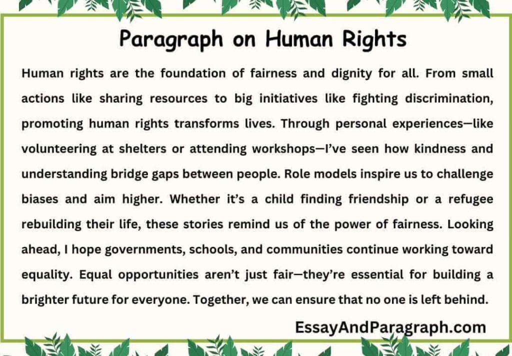 Paragraph on Human Rights [100, 150, 200, 250 And 300 words]