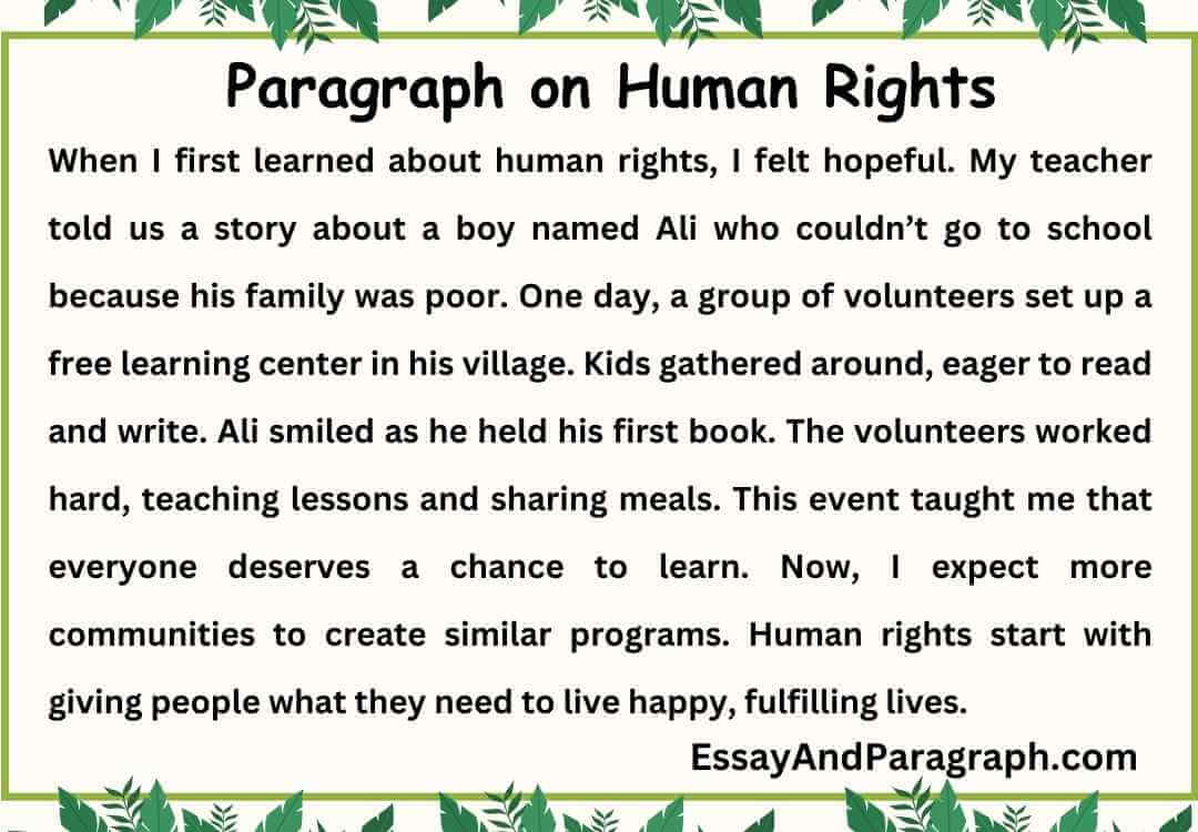 Paragraph on Human Rights [100, 150, 200, 250 And 300 words]