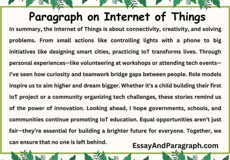 Paragraph on Internet of Things [100, 150, 200, 250 And 300 words]