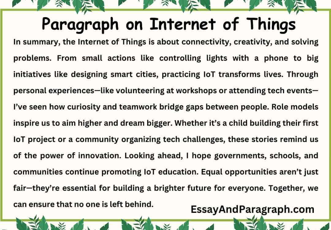 Paragraph on Internet of Things [100, 150, 200, 250 And 300 words]