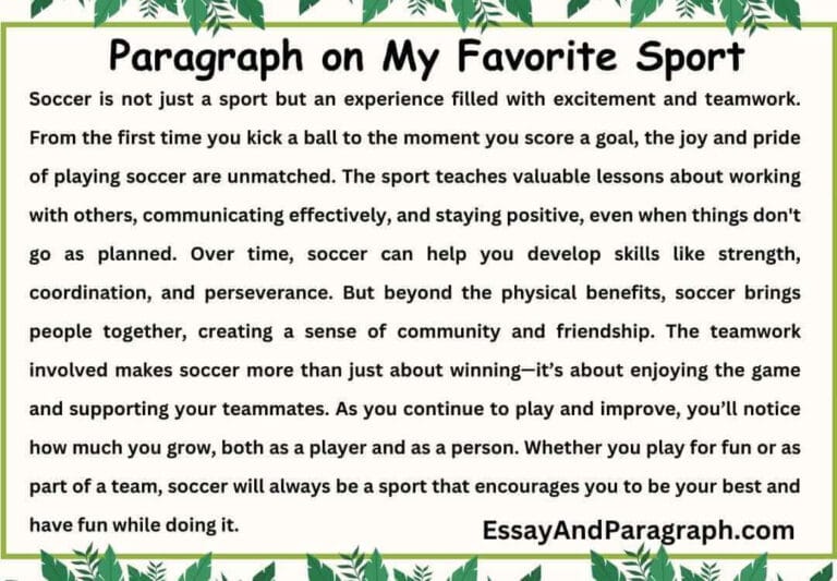 Paragraph on My Favorite Sport [100, 150, 200, 250 And 300 words]