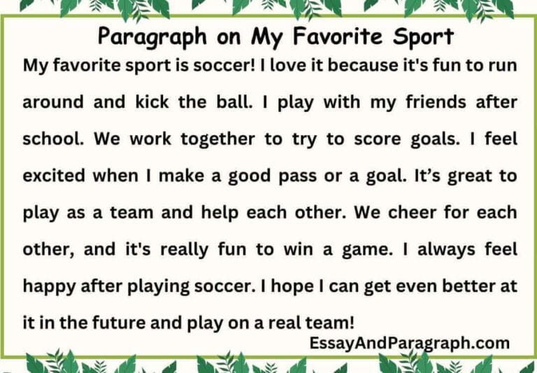 Paragraph on My Favorite Sport [100, 150, 200, 250 And 300 words]
