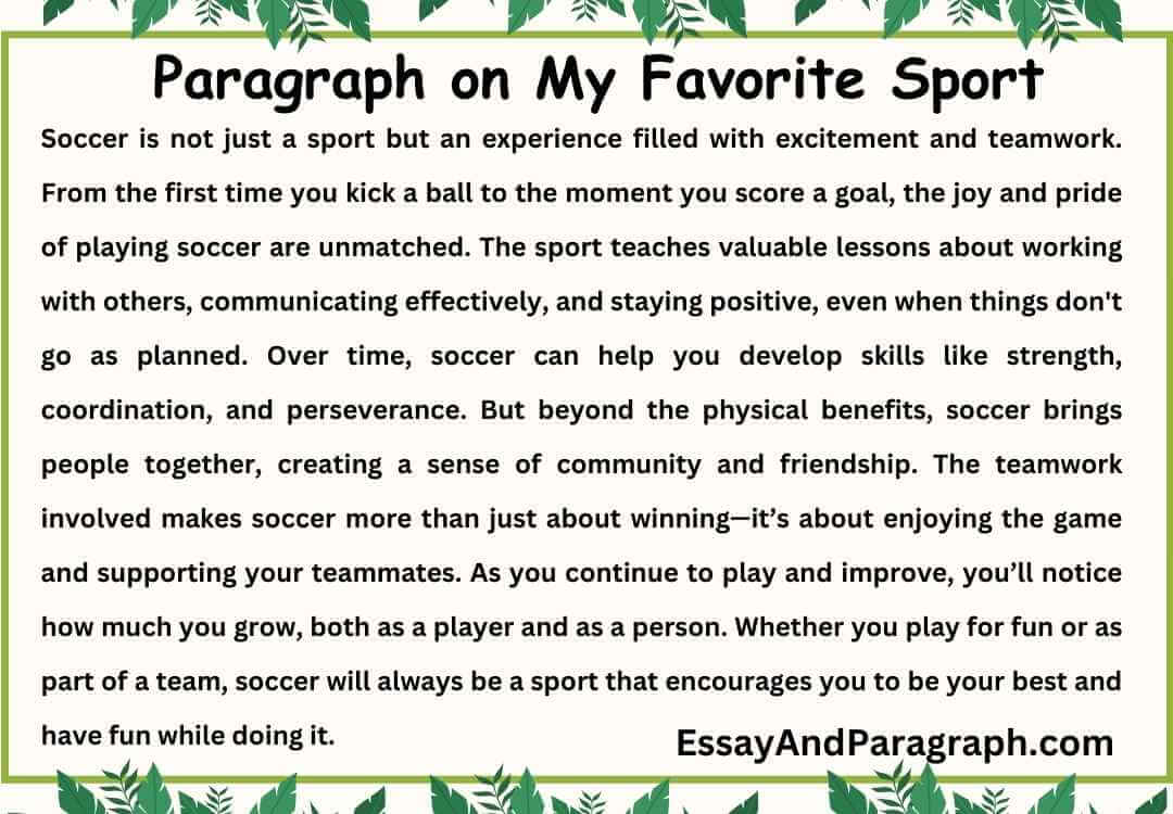 Paragraph on My Favorite Sport [100, 150, 200, 250 And 300 words]