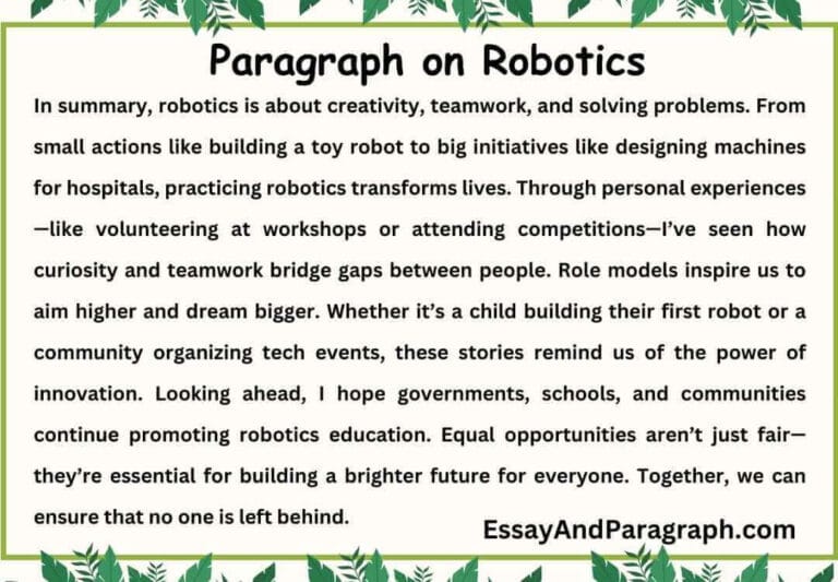 Paragraph on Robotics [100, 150, 200, 250 And 300 words]