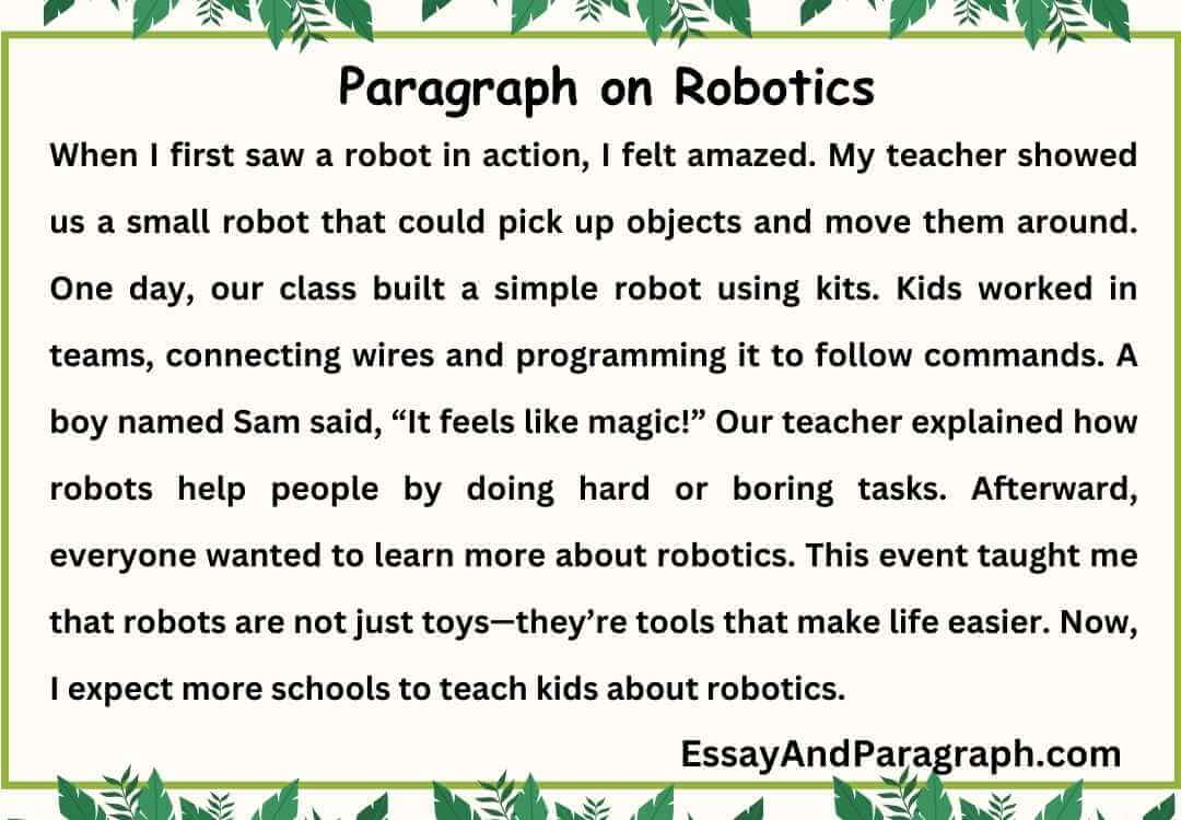 Paragraph on Robotics [100, 150, 200, 250 And 300 words]