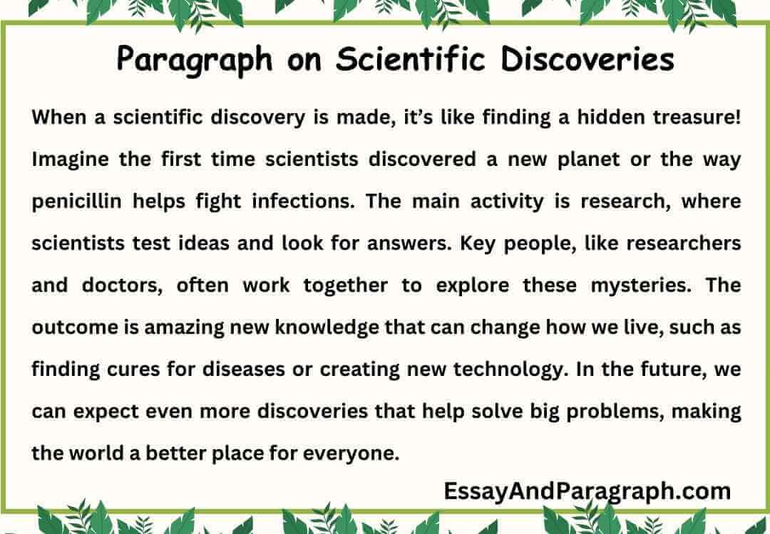 Paragraph on Scientific Discoveries [100, 150, 200, 250 And 300 words]