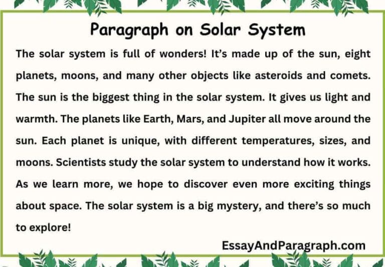 Paragraph on Solar System [100, 150, 200, 250 And 300 words]