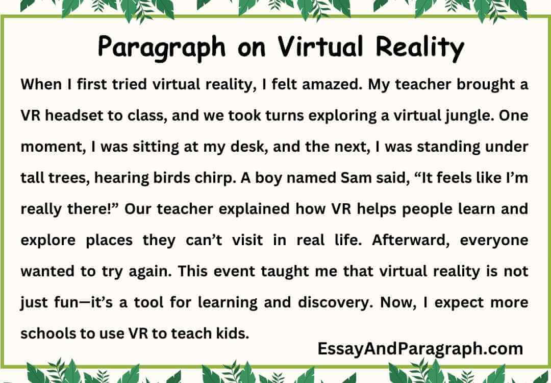 Paragraph on Virtual Reality [100, 150, 200, 250 And 300 words]