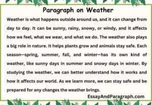 Paragraph on Weather [100, 150, 200, 250 And 300 words]