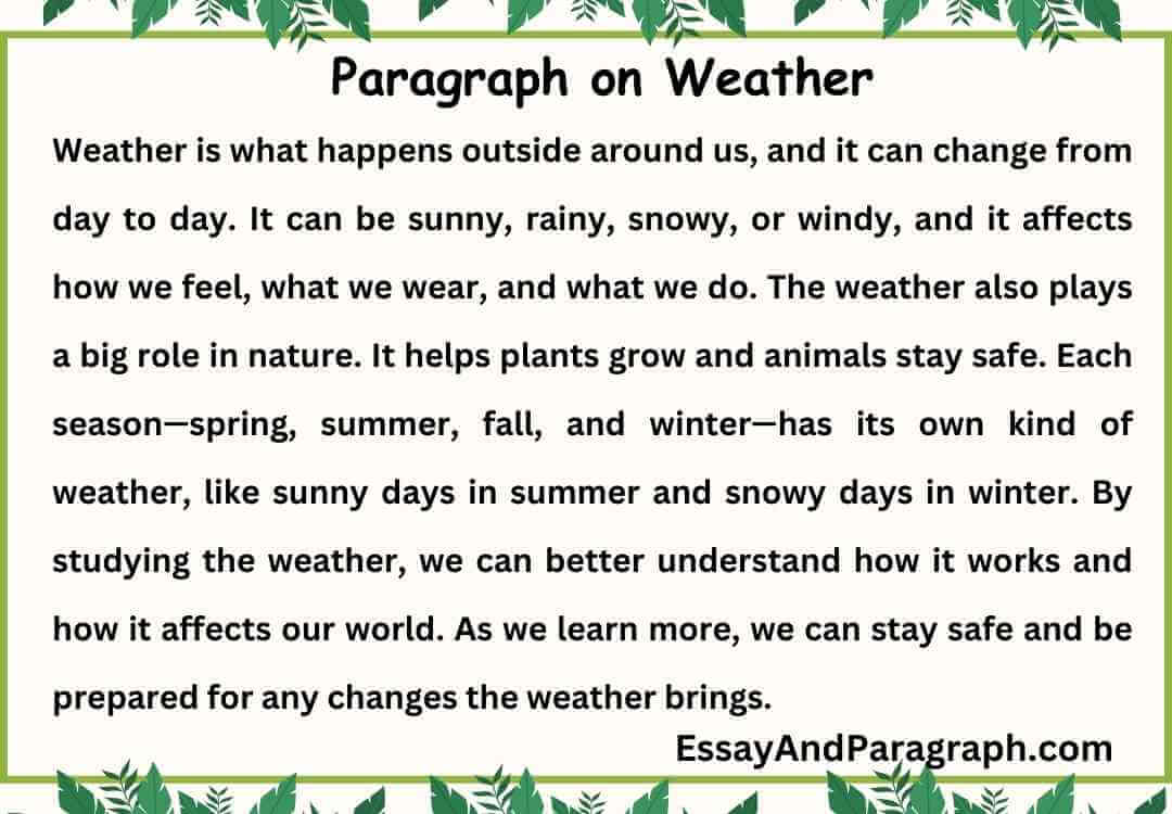 Paragraph on Weather [100, 150, 200, 250 And 300 words]