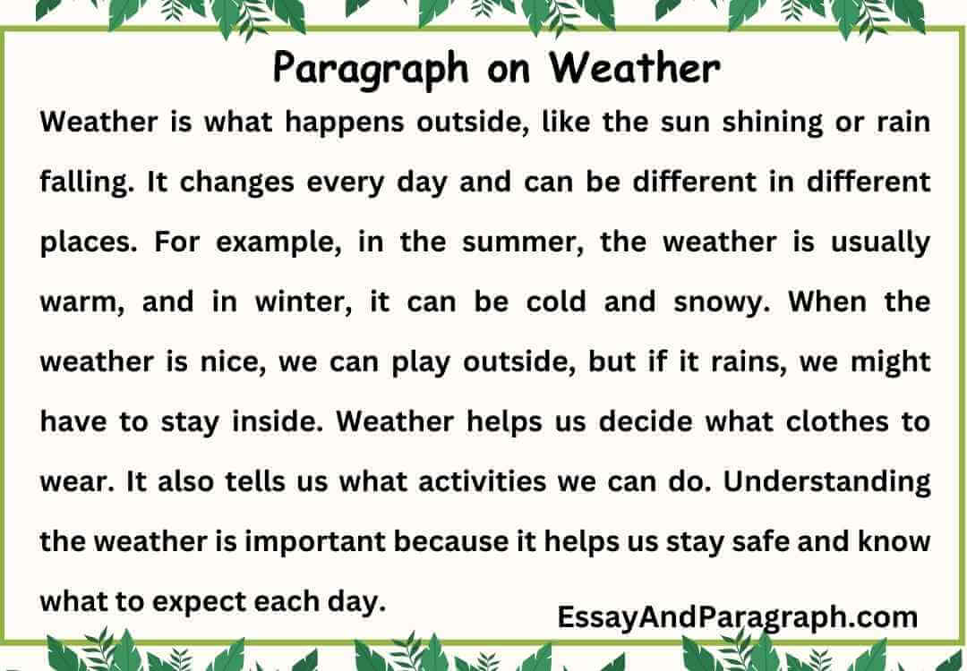 Paragraph on Weather [100, 150, 200, 250 And 300 words]