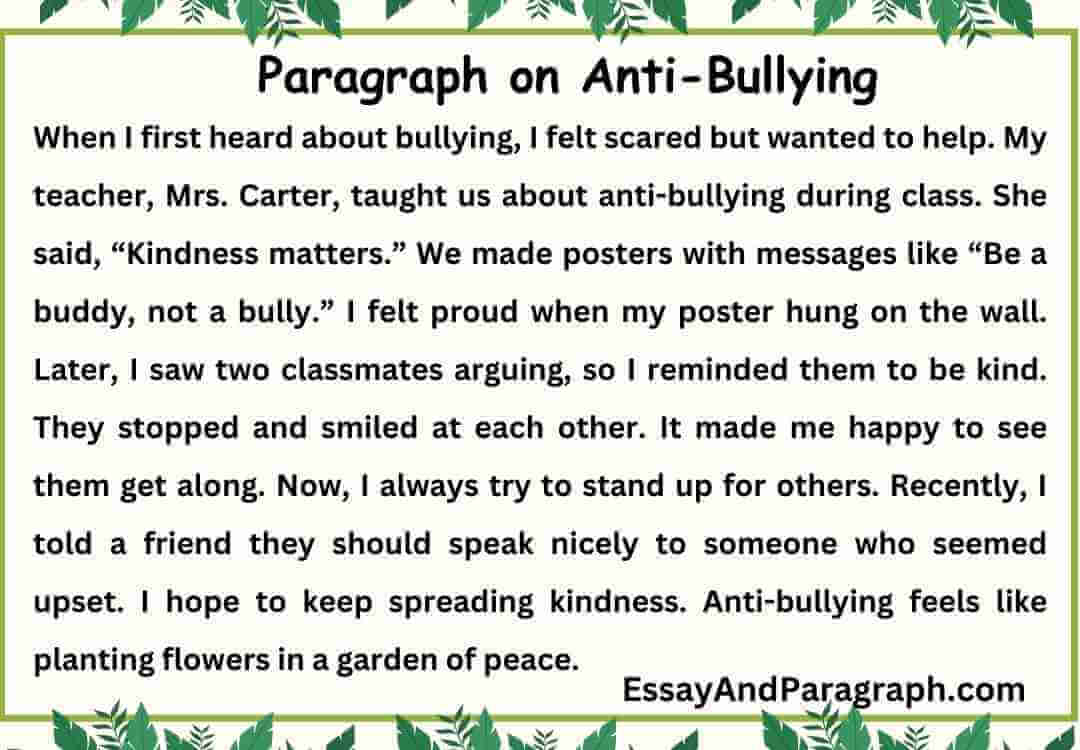 Paragraph on Anti-Bullying (100, 150, 200, 250 And 300 words)