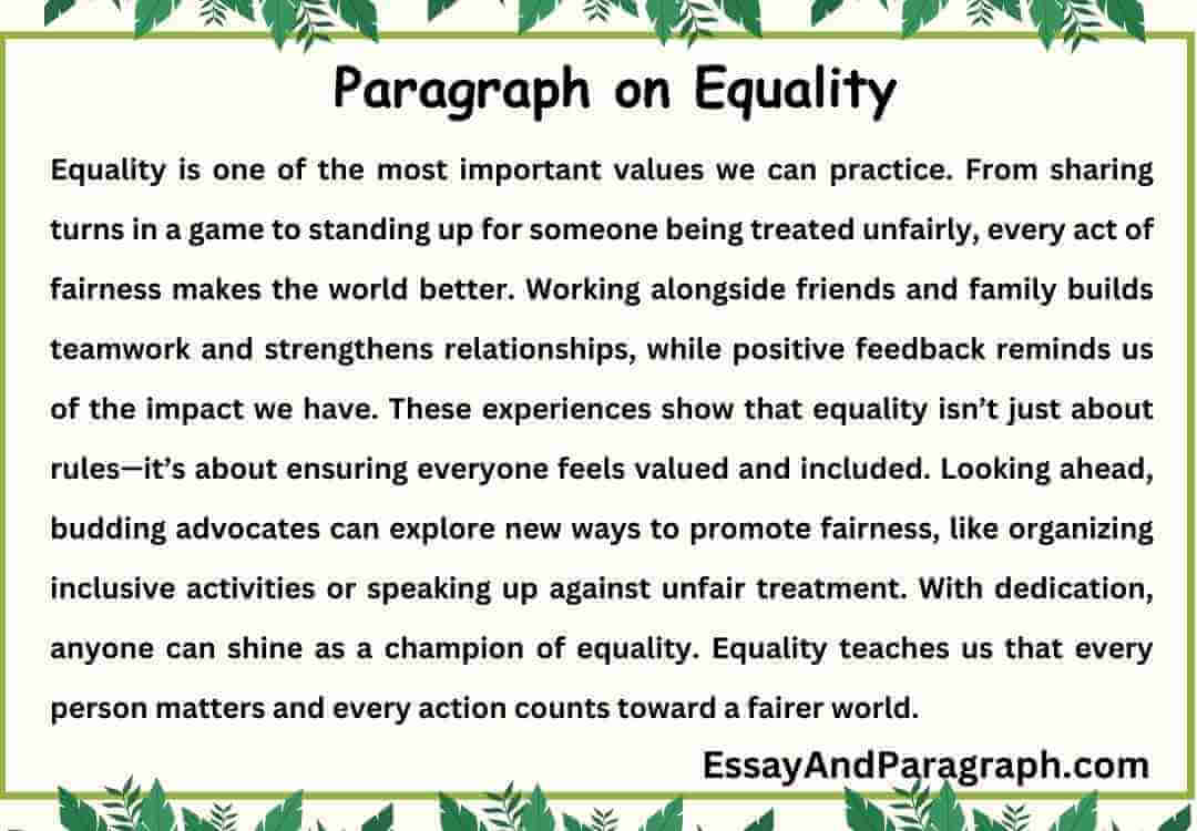 Paragraph on Equality (100, 150, 200, 250 And 300 words)