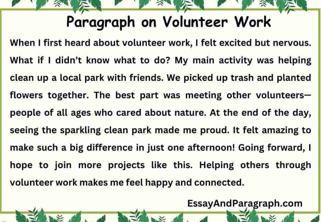 Paragraph on Volunteer Work (100, 150, 200, 250 And 300 words)