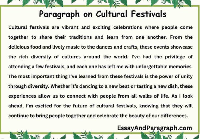 Paragraph on Cultural Festivals (100, 150, 200, 250 And 300 words)