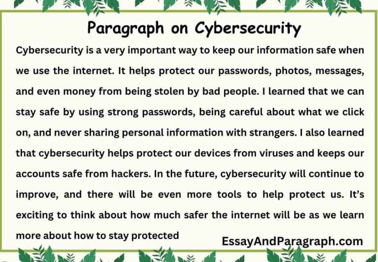 Paragraph on Cybersecurity (100, 150, 200, 250 And 300 words)