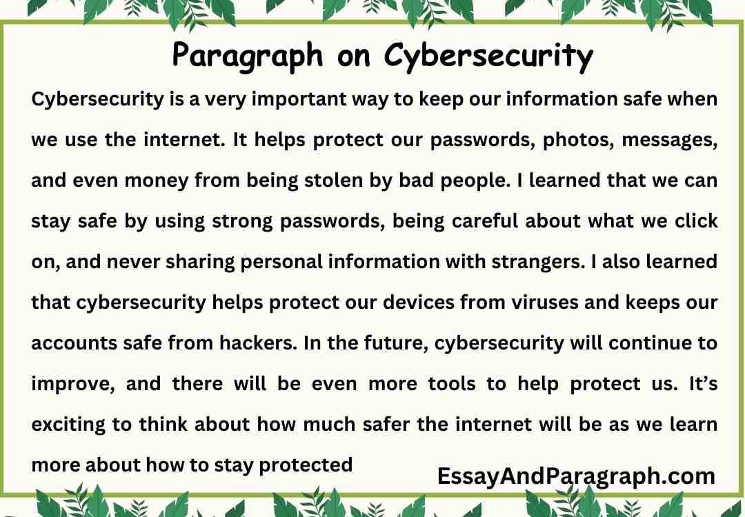 Paragraph on Cybersecurity (100, 150, 200, 250 And 300 words)